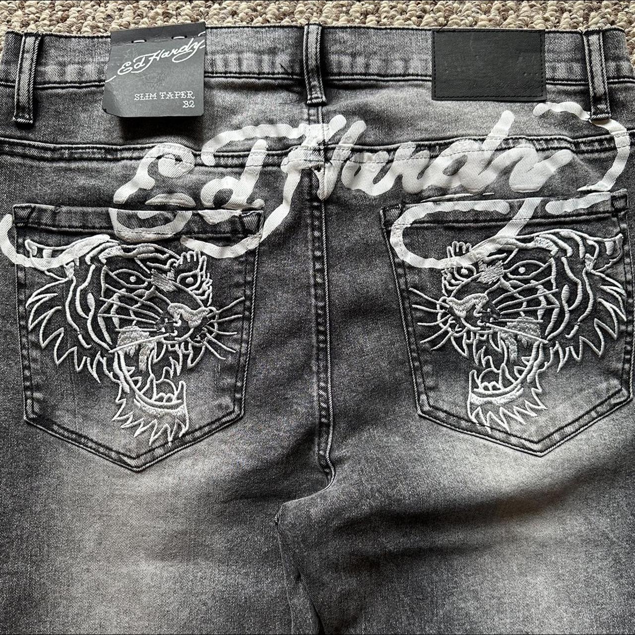 Ed Hardy Embroidered Tiger Jeans Tagged Size... - Depop
