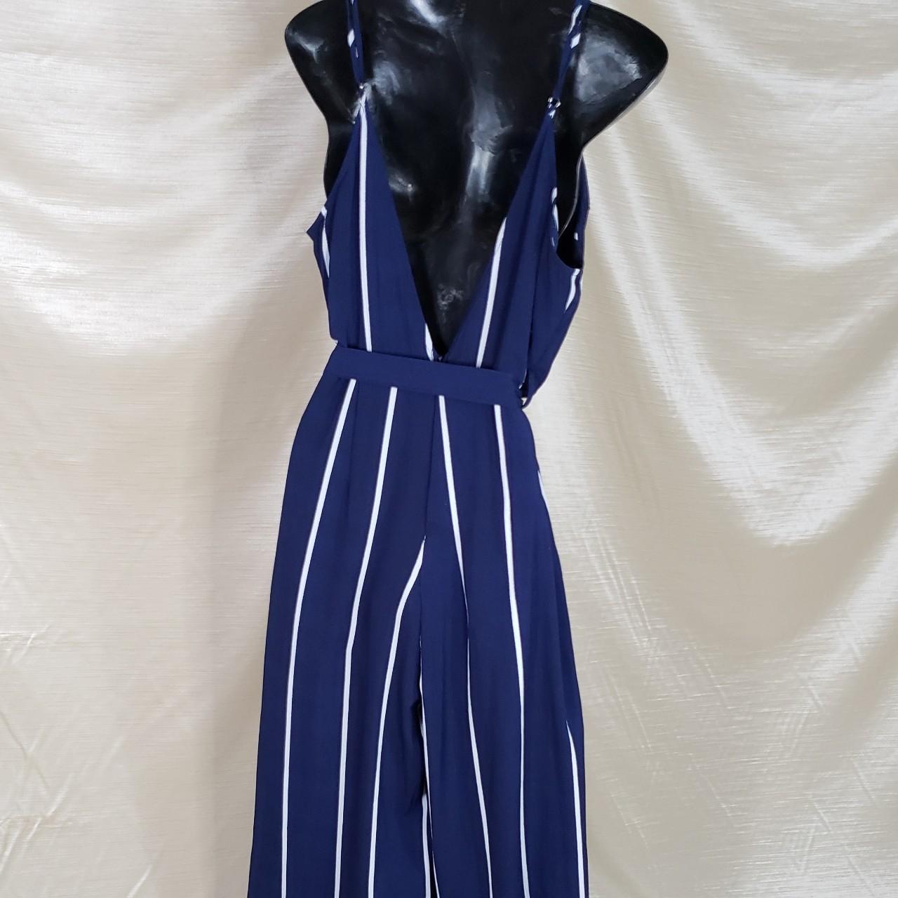 Macy's Women's Navy and White Jumpsuit | Depop