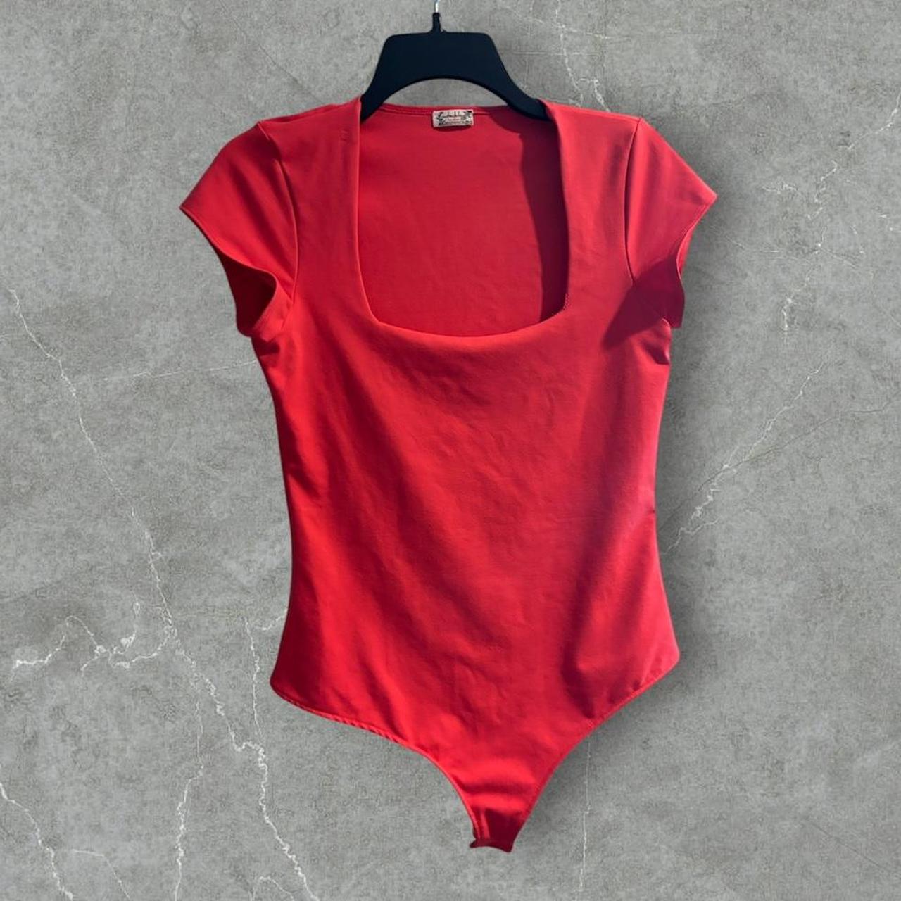 red / orange free people intimately square neck body... - Depop