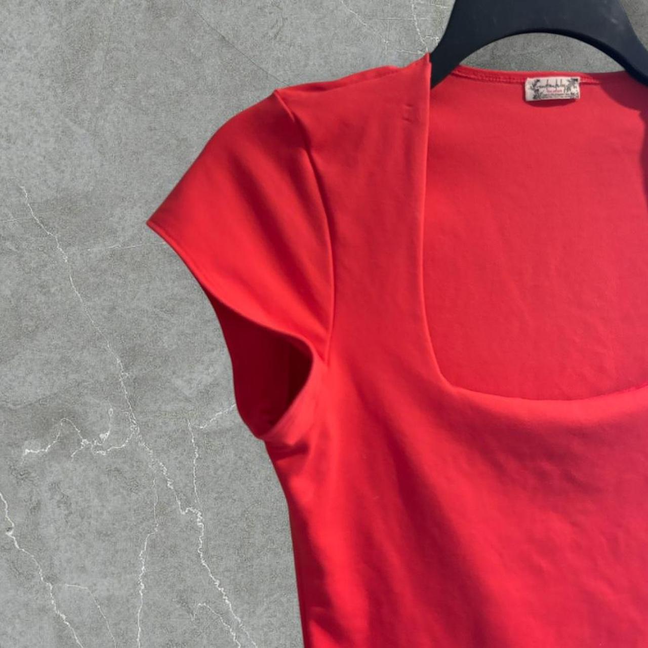 red / orange free people intimately square neck body... - Depop