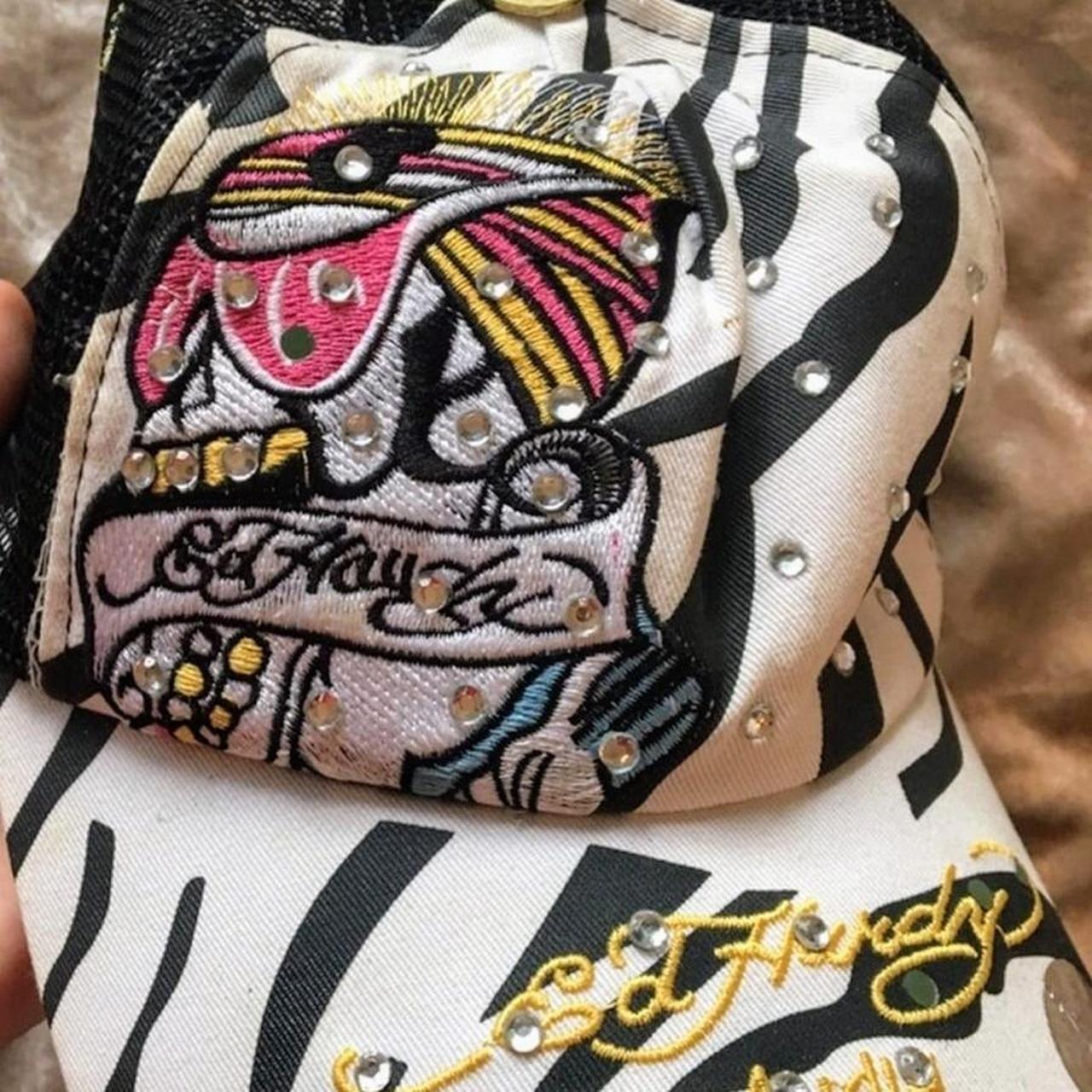 AUTHENTIC ED HARDY ADJUSTABLE CAP / HAT W DIAMANTÉ... - Depop