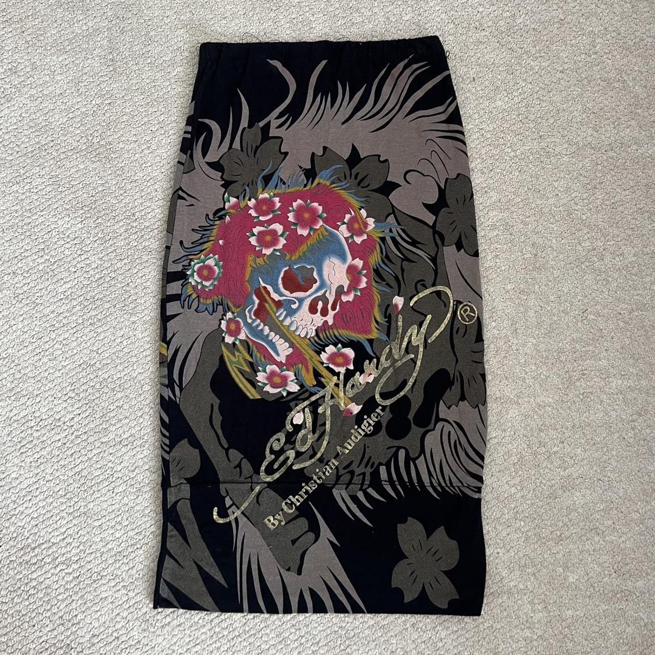stunning vintage ed hardy midi skirt with the most... - Depop