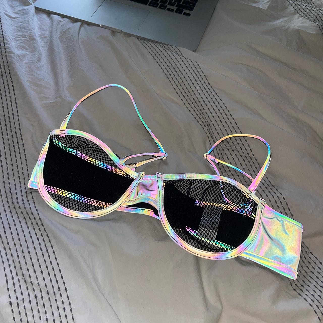 Rave mesh bra only worn once! Super cute with pasties😍 - Depop
