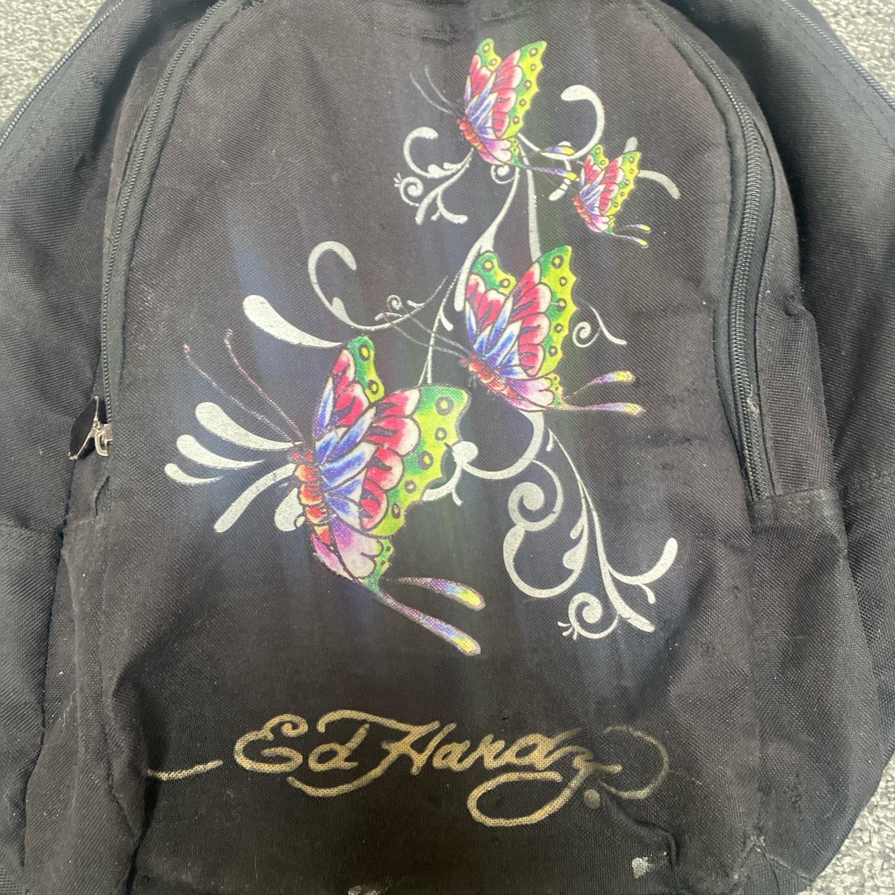Ed hardy rucksack backpack graphic butterfly... - Depop