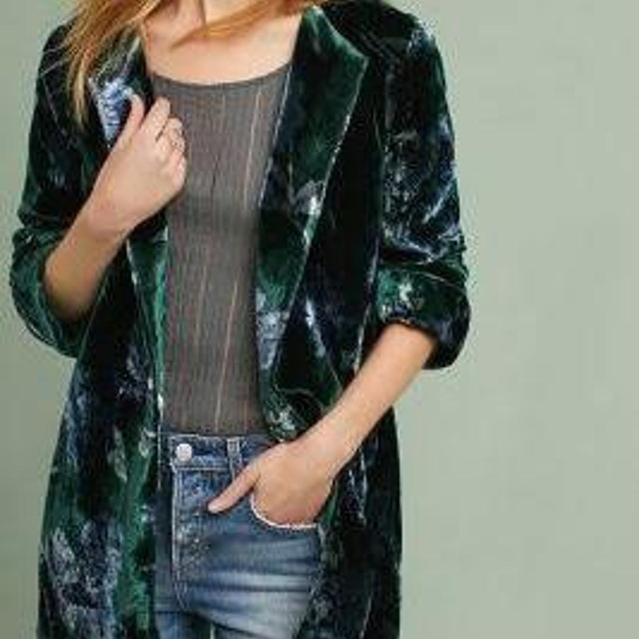 Eva Franco velvet style jacket. Beautiful emerald... - Depop