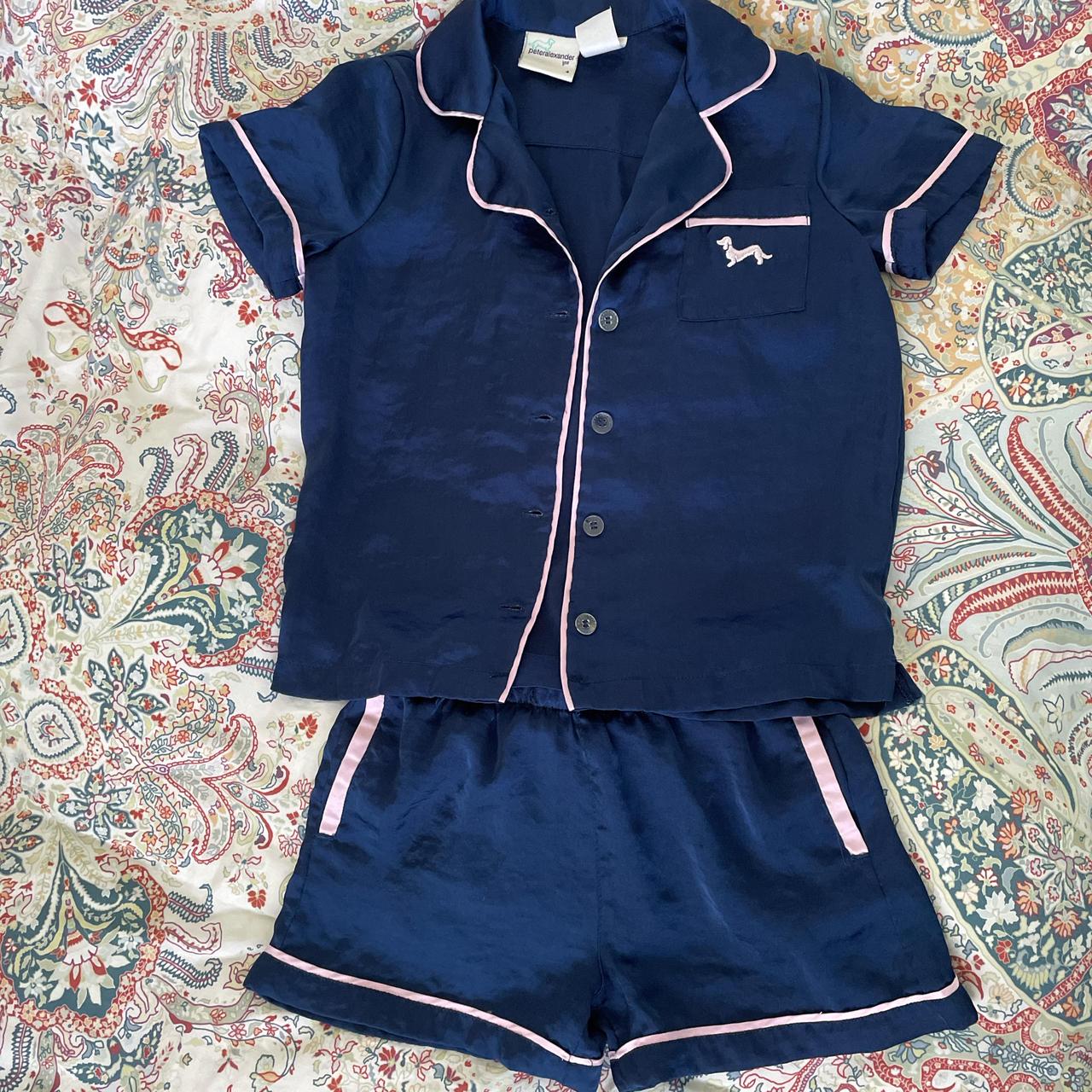 Children’s size 4 Peter Alexander navy and pink... - Depop