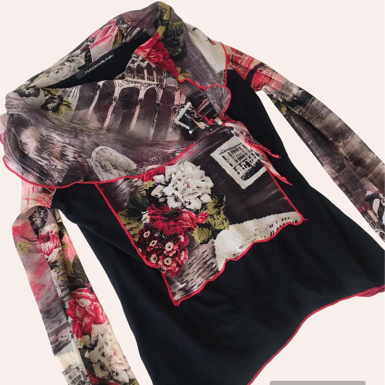 Vintage floral off the shoulder long sleeve top... - Depop