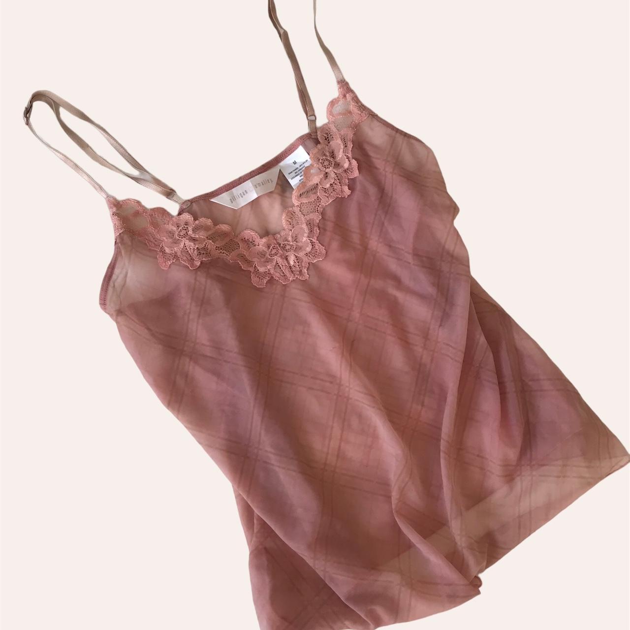 Mesh checkered pink cami top Size medium Some... | Depop