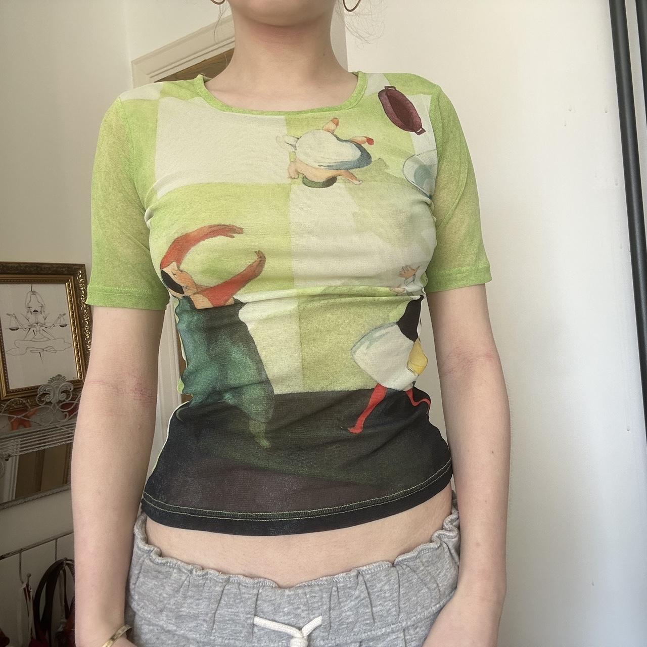 Alice in wonderland funky mesh tshirt Size small... | Depop