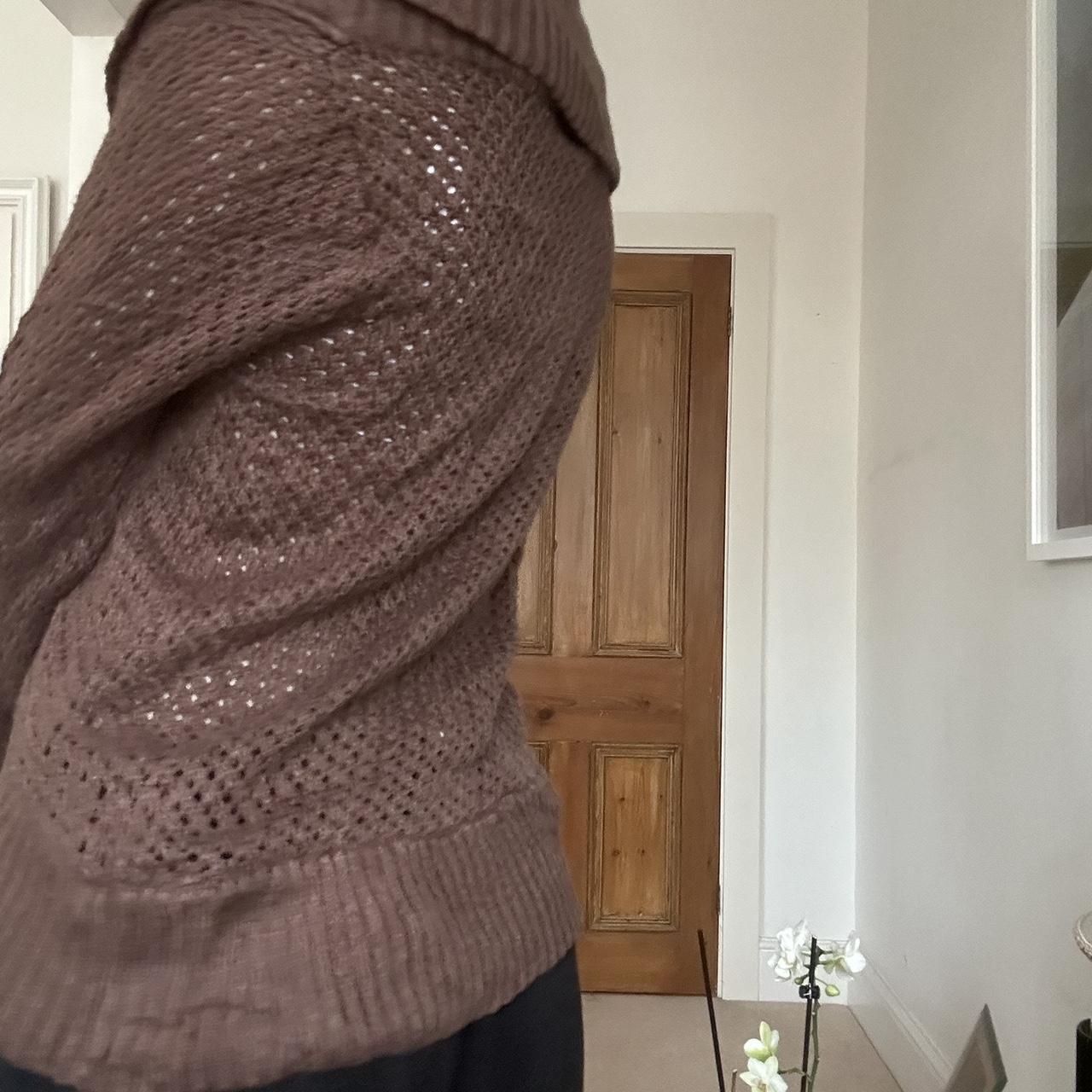 Brown crochet cardigan #crochetcardigan Size small... - Depop