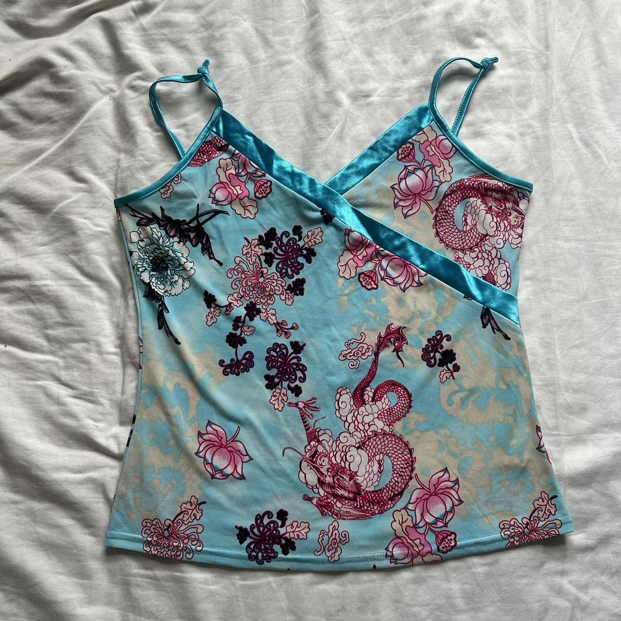 Cute multi-coloured dragon tank top #y2kfashion Size... | Depop