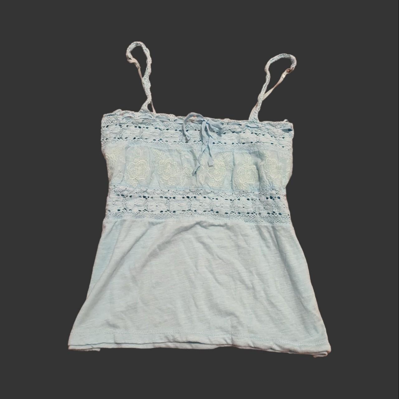 twee crotchet cami top, 2010s era with adjustable... - Depop