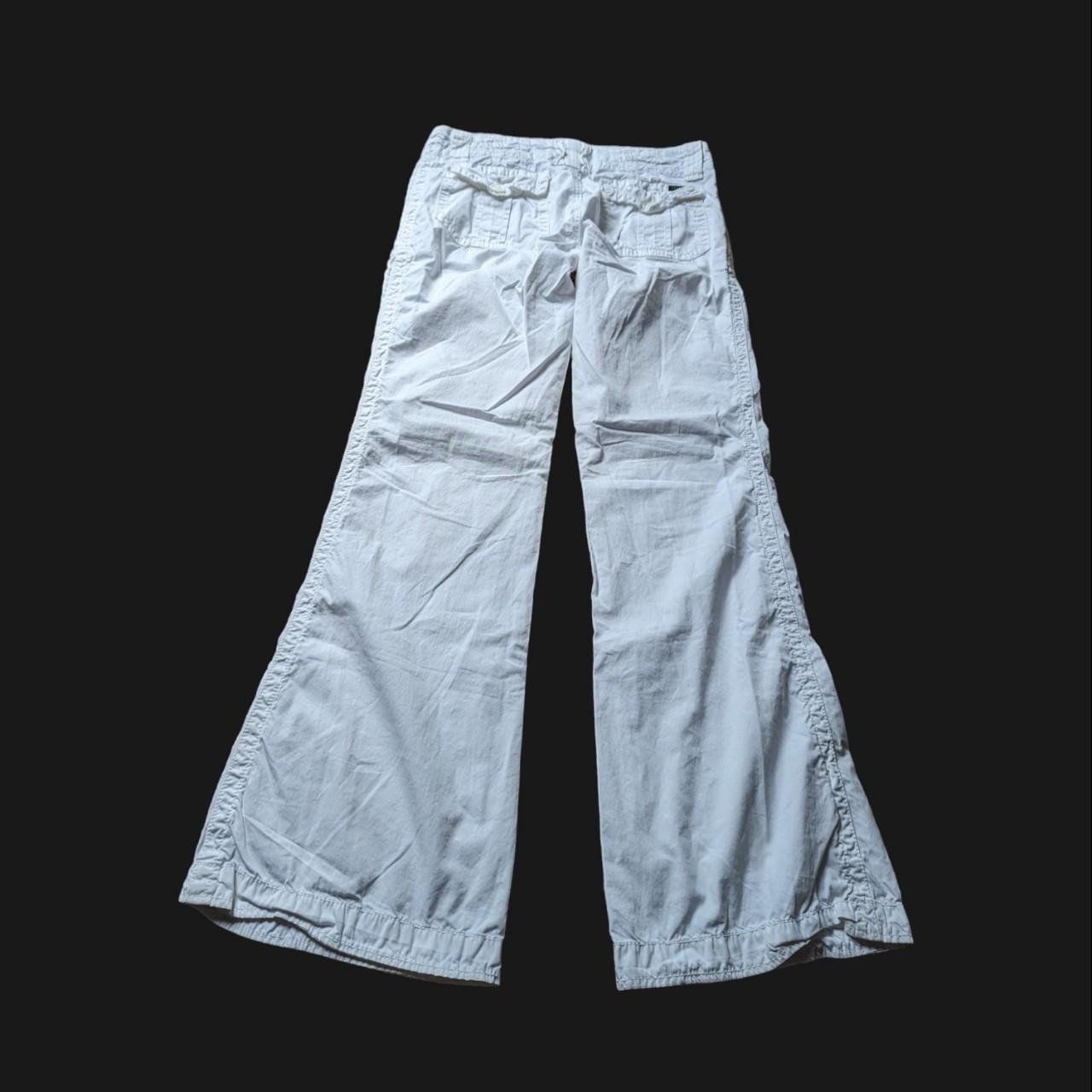 Cargo Flare Preppy White Jeans Double Button Front Depop