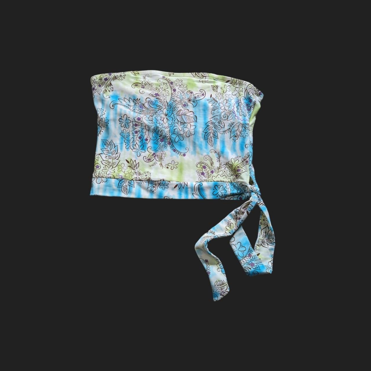 y2k swim tube top with tie on the side, elastic on... - Depop