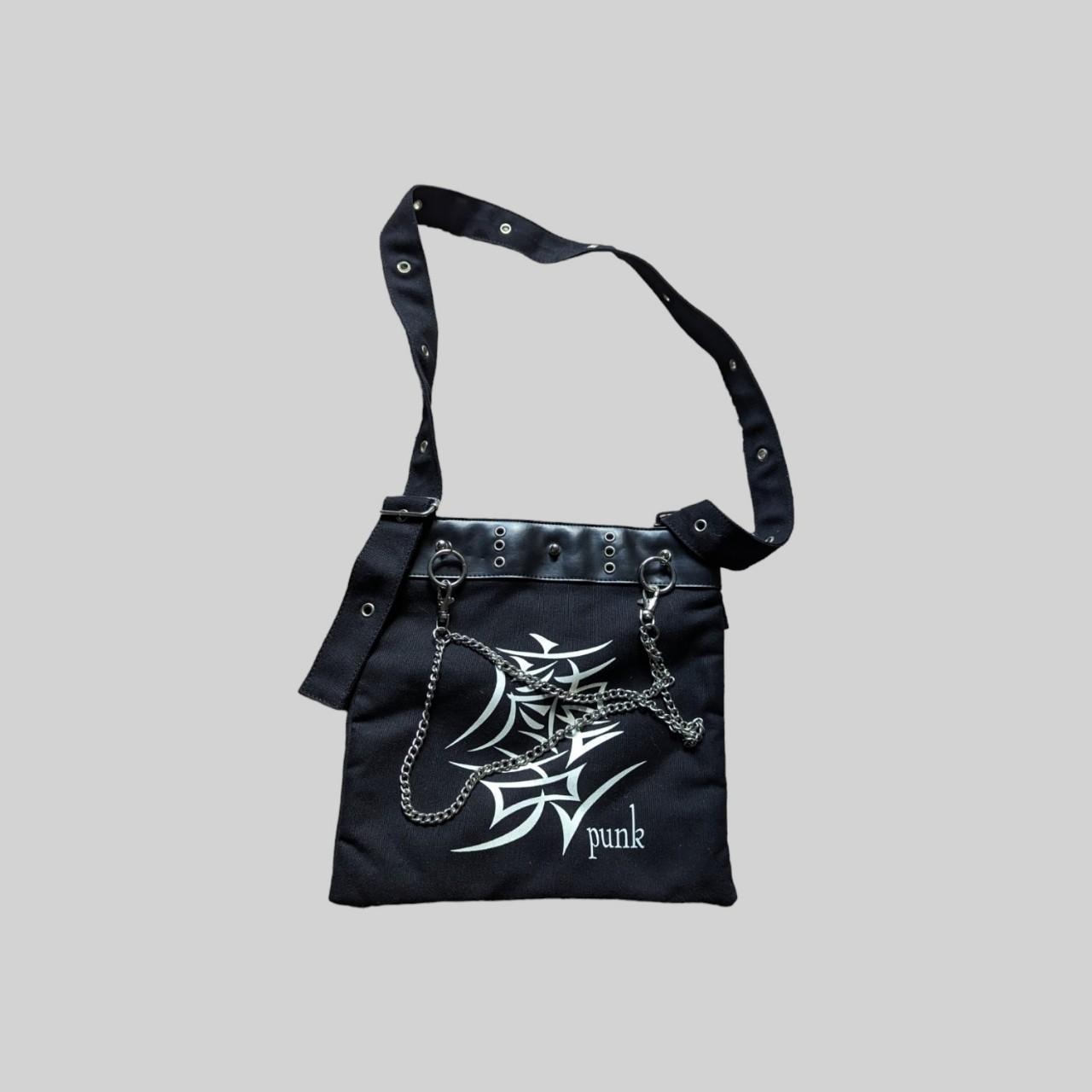 vintage 2000s gothic 'punk' bag with hanging chains... - Depop