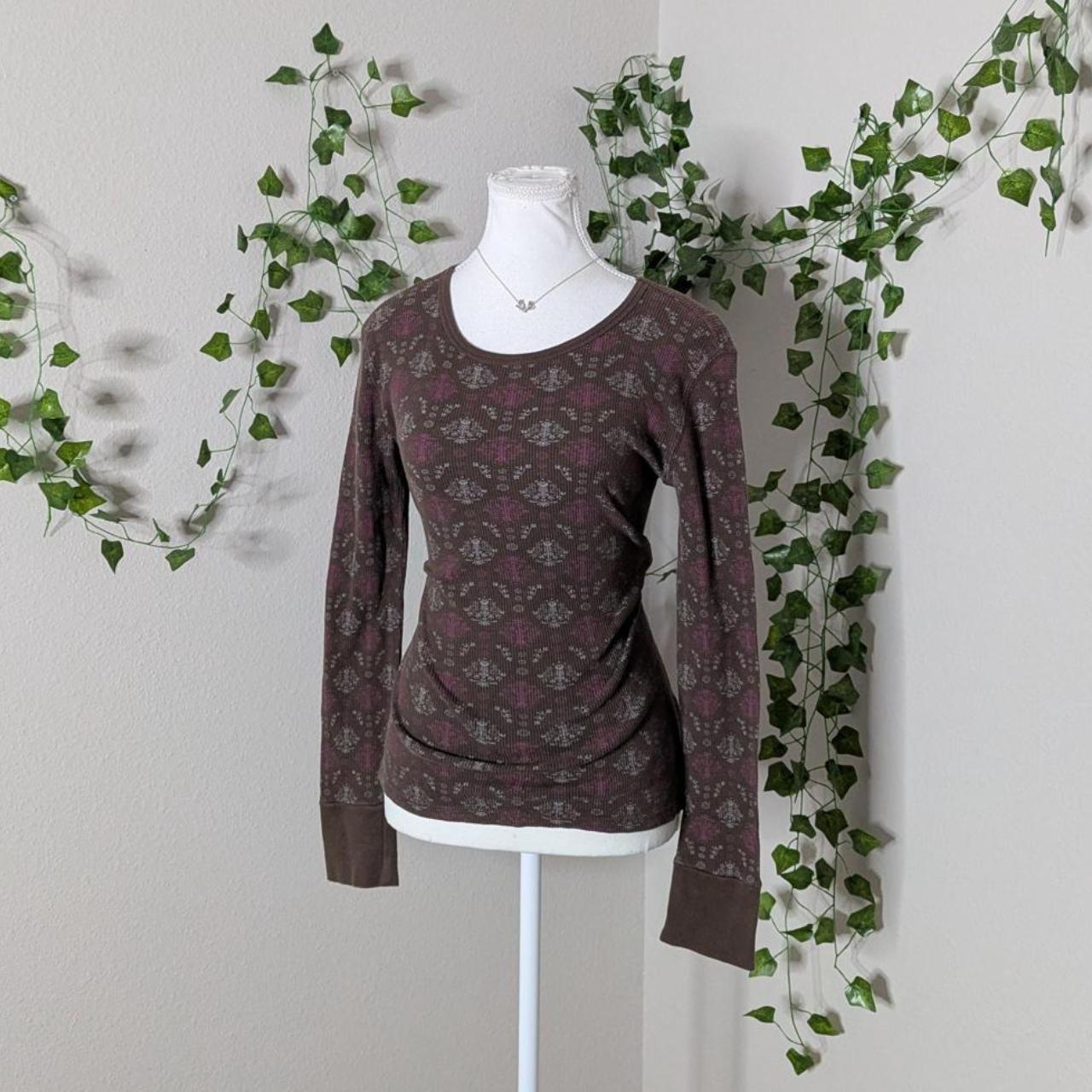 2000s thermal snowflake pattern long sleeve top,... | Depop
