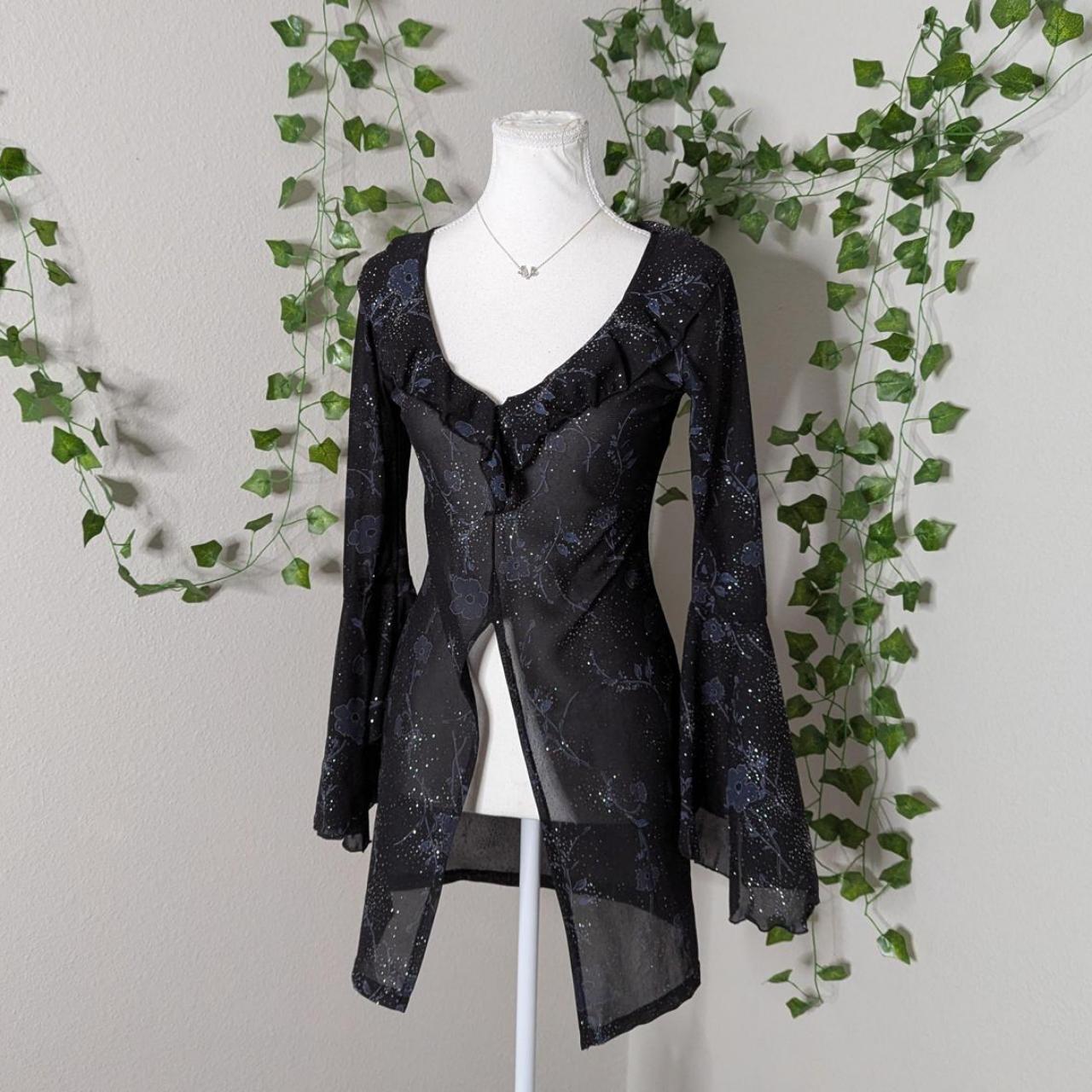 90s whimsigoth vintage long sleeve flared gothic... | Depop