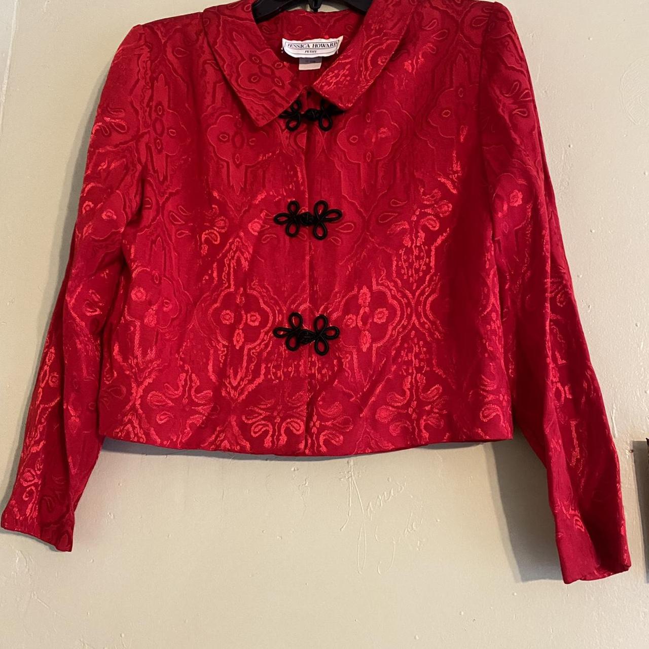 Jessica Howard red and black tang coat suit Size 10... - Depop