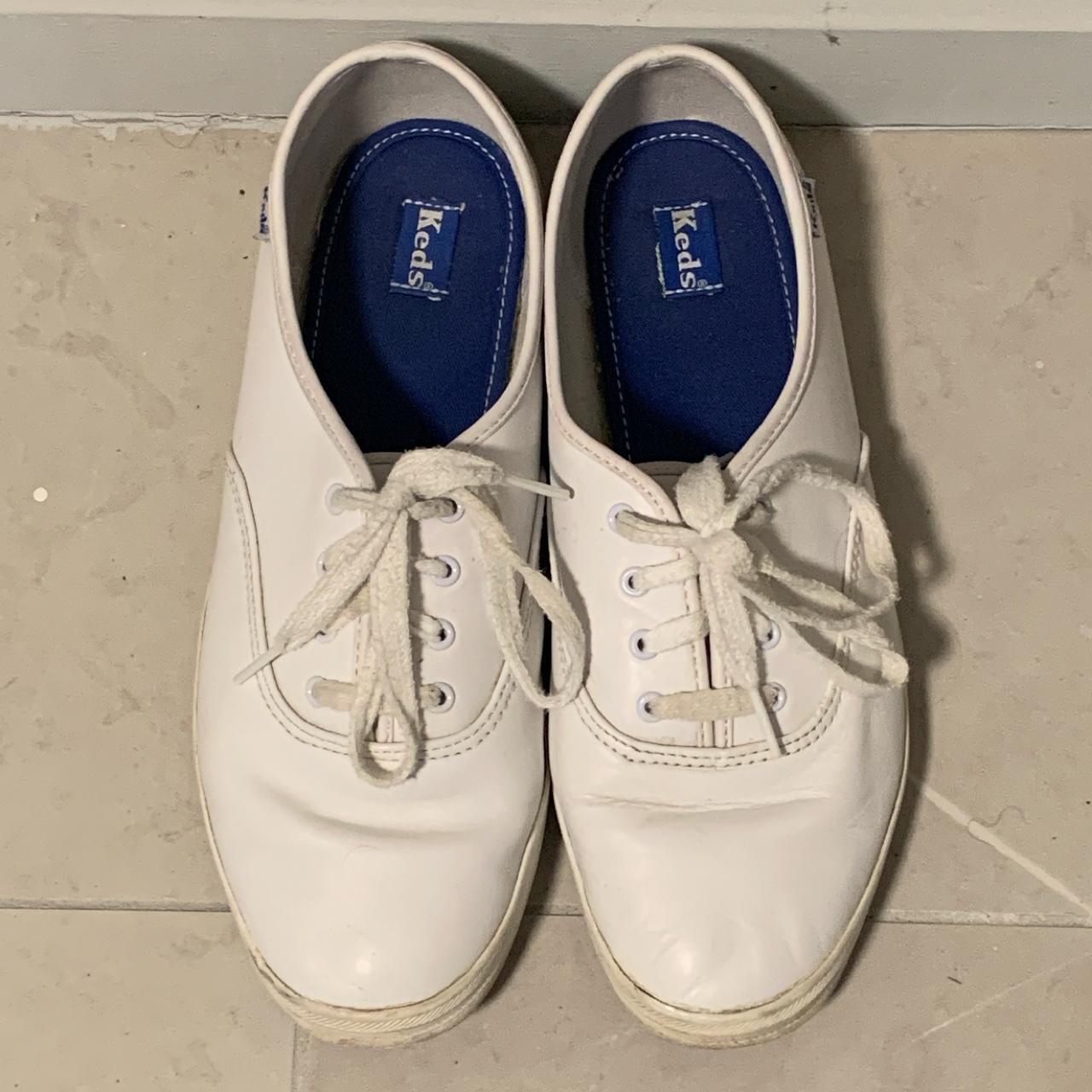 Classic White Leather Keds Lace-up sneakers - used - Depop
