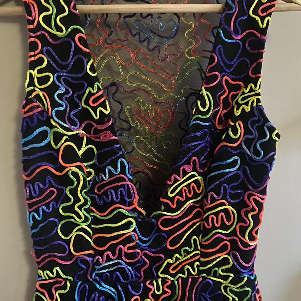 Fun party dress, deep V neckline with netting... - Depop