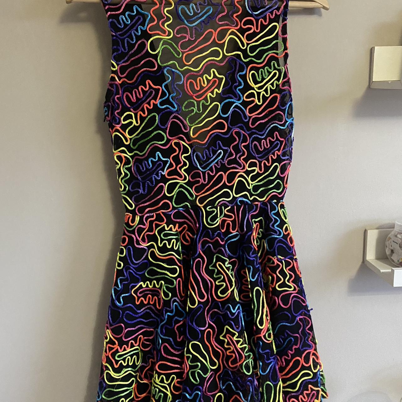 Fun party dress, deep V neckline with netting... - Depop