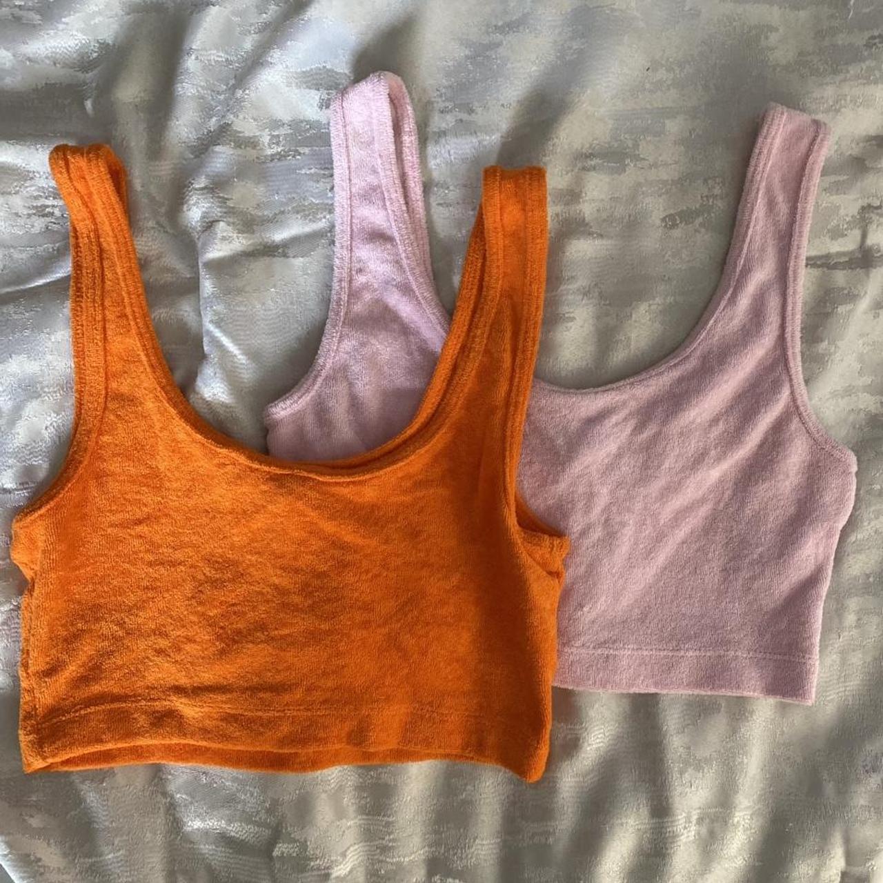 H&M small crop tops - both tops for $5 - Orange top... - Depop