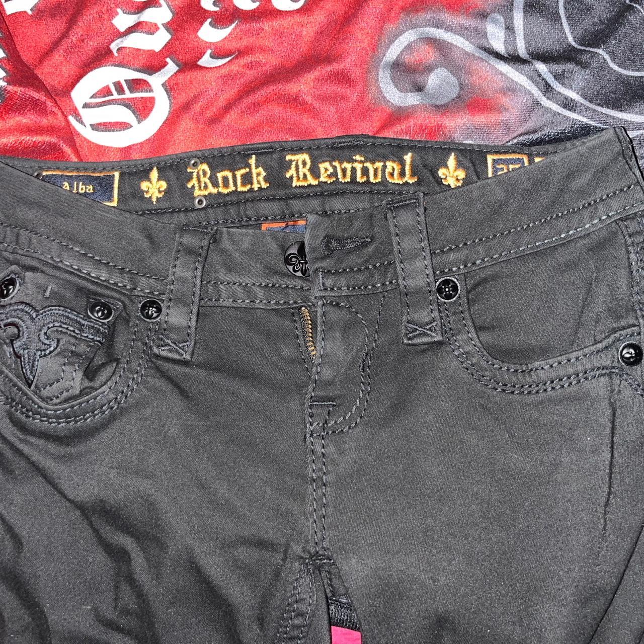 ⋆.ೃ࿔*:･ black rock revival jeans - low rise skinny... | Depop