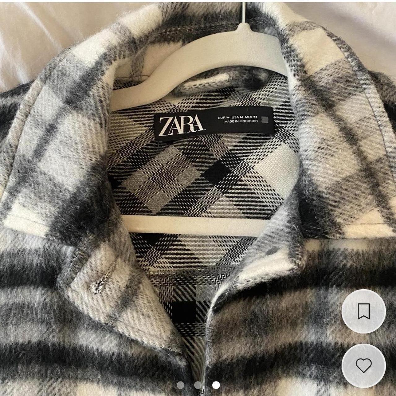 Zara plaid shirt jacket. Worn once and in perfect... - Depop