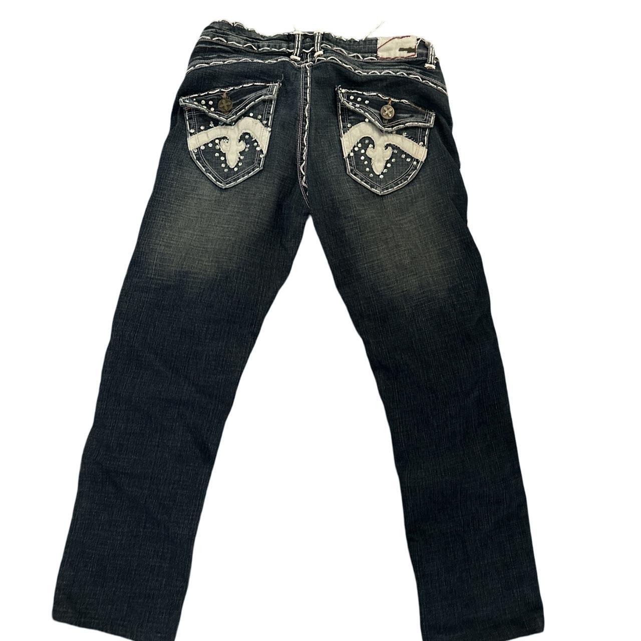 Dark wash jeans with a baggy fit, perfect for a... - Depop