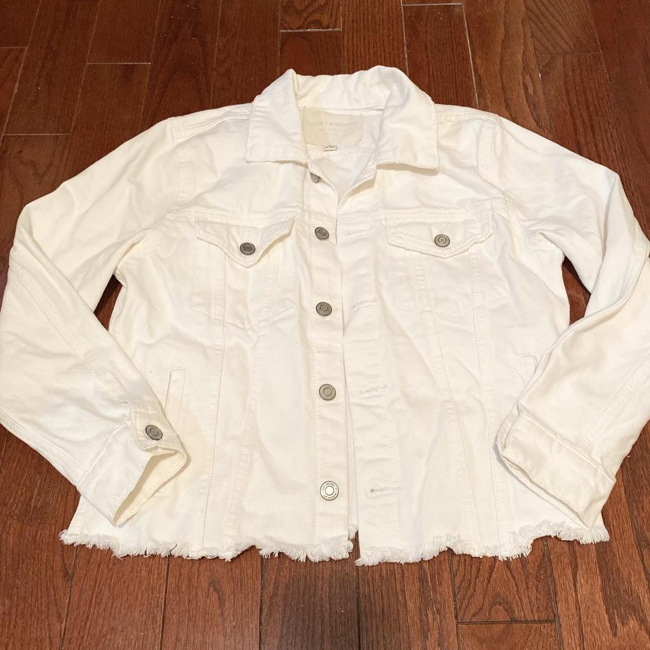 Lucky Brand White/Cream Denim Jacket -Great... - Depop