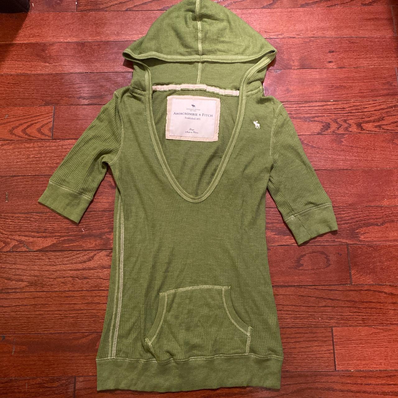 Green Abercrombie & Fitch hooded top! Low cut super... - Depop