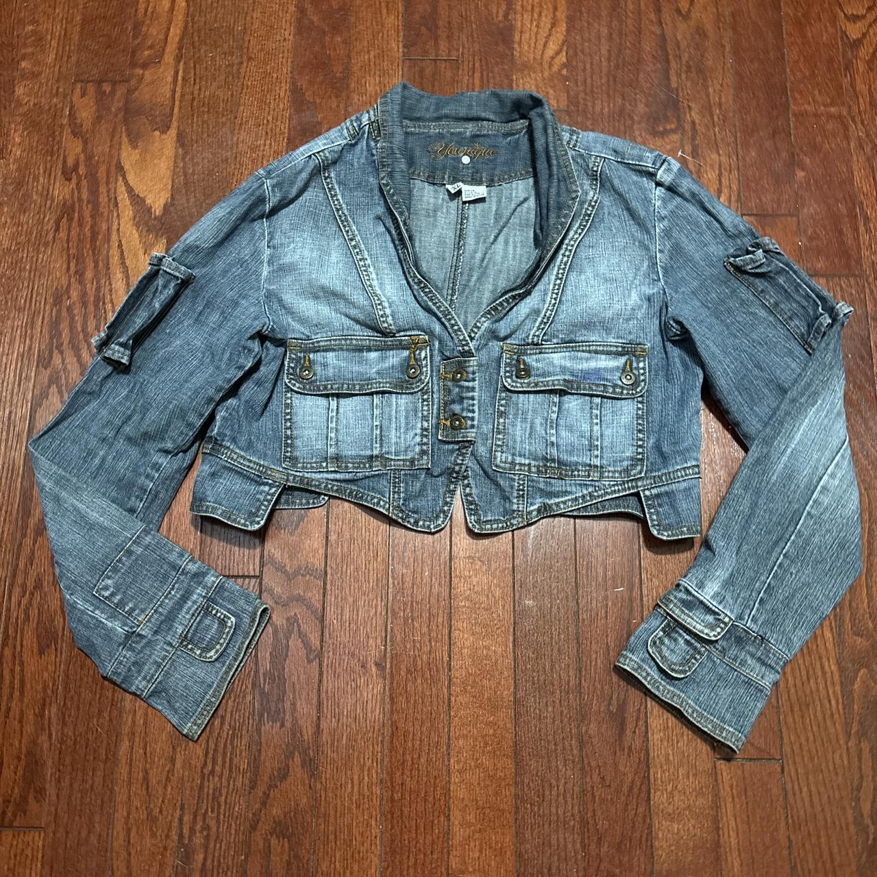 Cropped denim cargo jacket with pockets😍 brand is... - Depop