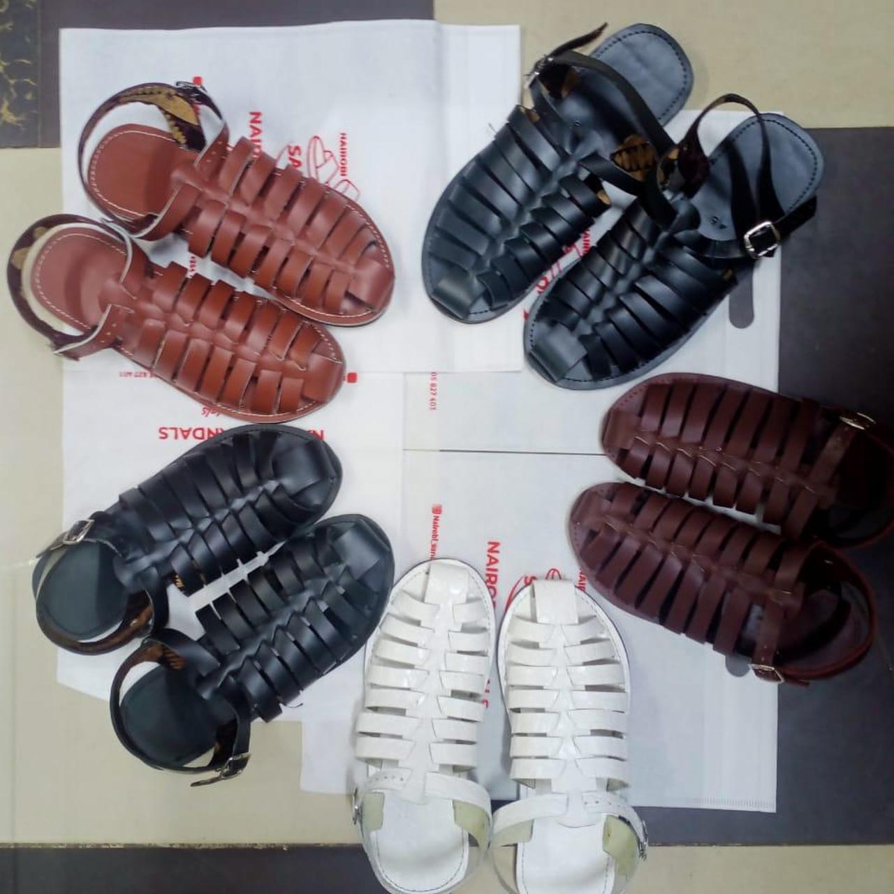 UNISEX JESUS LEATHER SANDALS 🇰🇪 The Black Unisex... - Depop