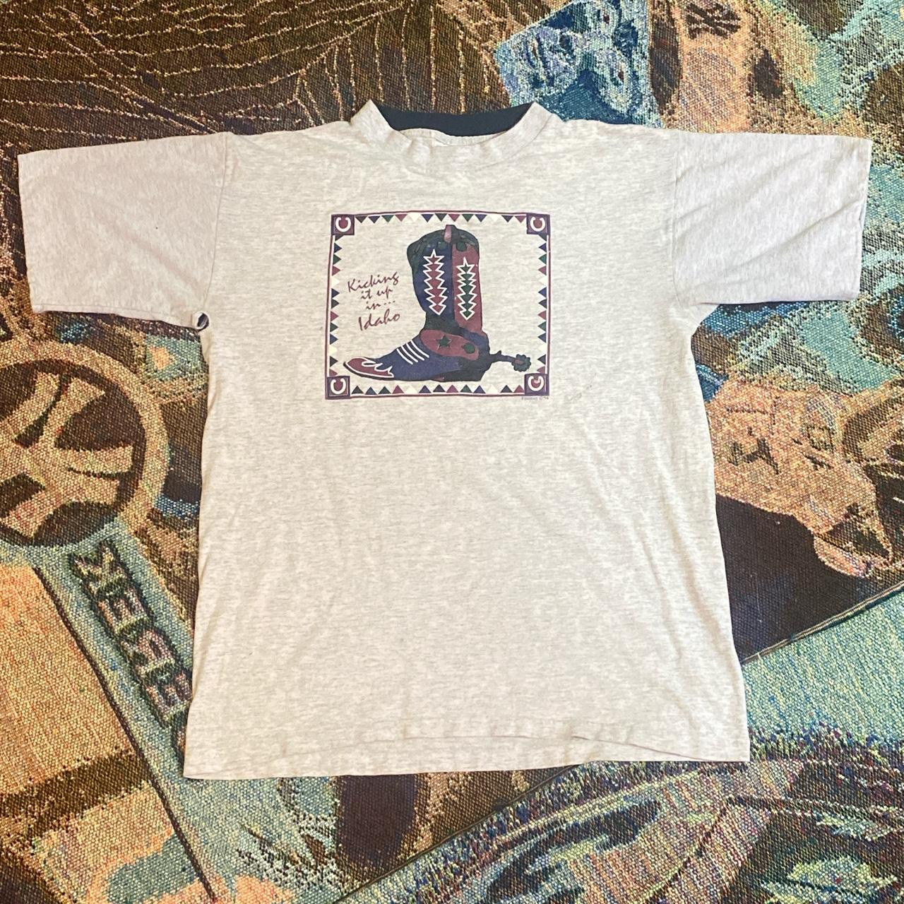 Vintage single stitch cowboy boot shirt - Depop