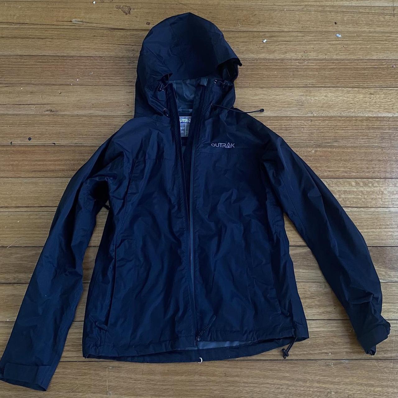 Black waterproof rain jacket with hood -great... | Depop