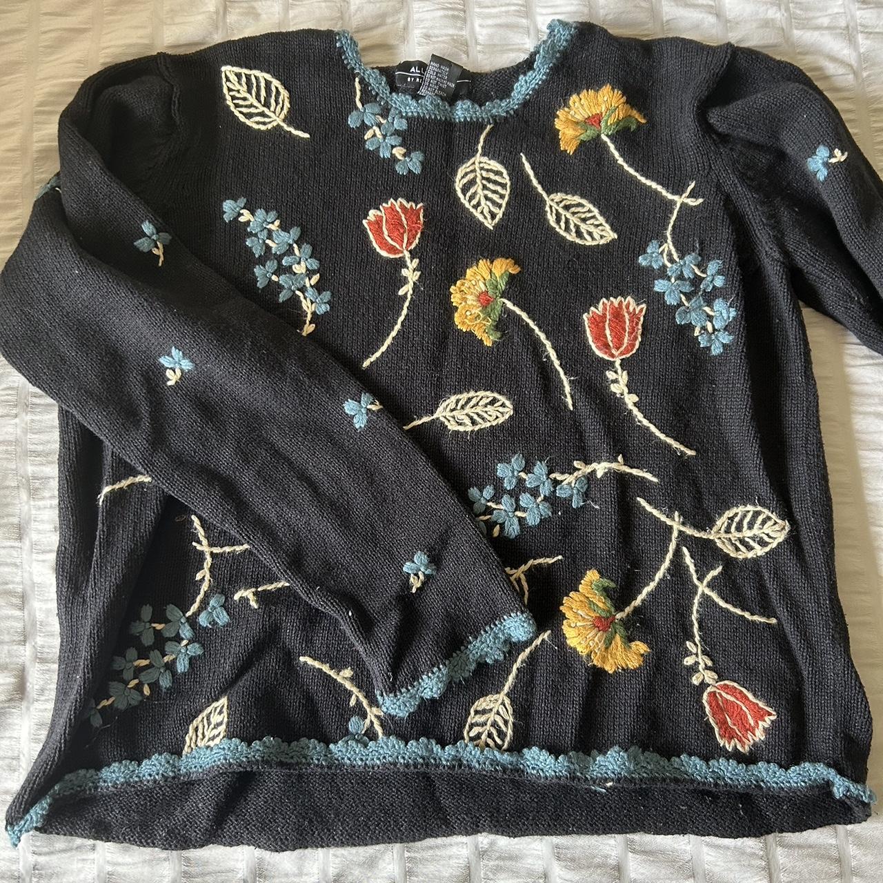 Vintage embroidered sweater Fits like an oversized... - Depop