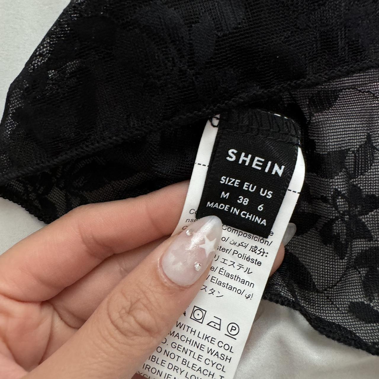 shein black lace tube top with pink bow detailing ࿔... - Depop