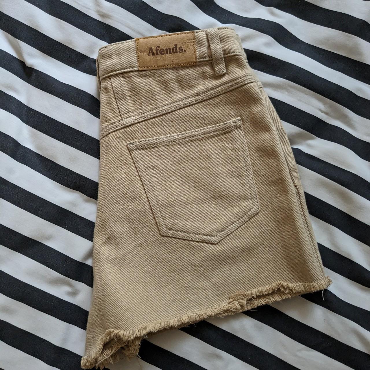Afends denim high-waisted shorts in tan // sz 10... - Depop