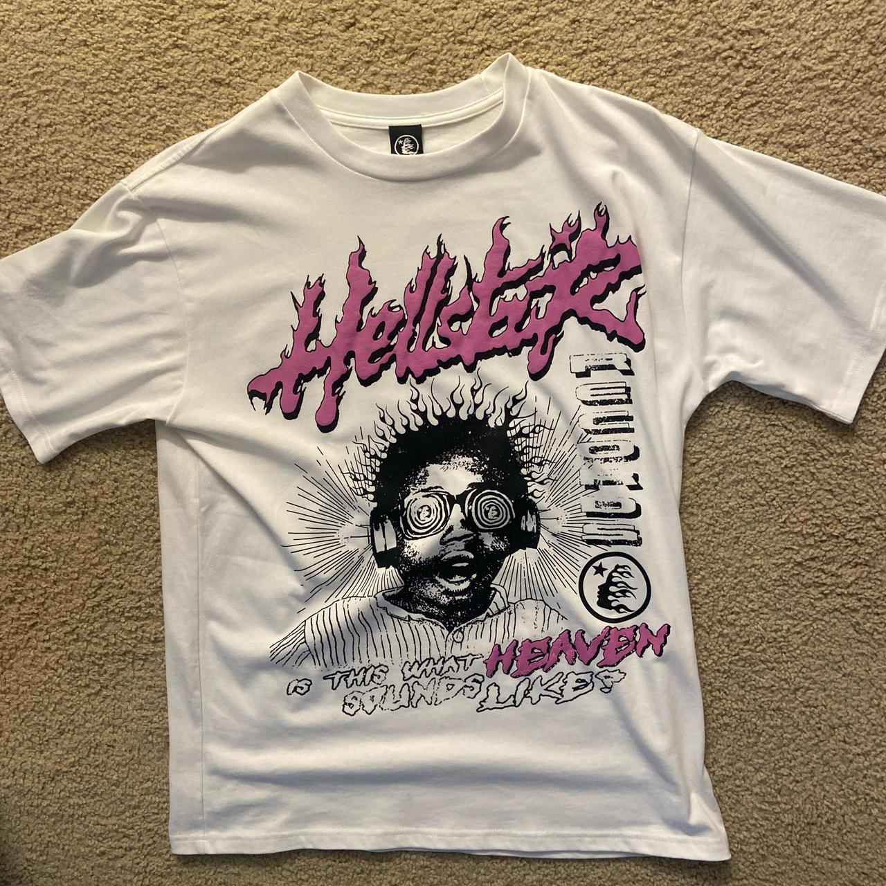 Hellstar records white and pink tee #Hellstar... - Depop