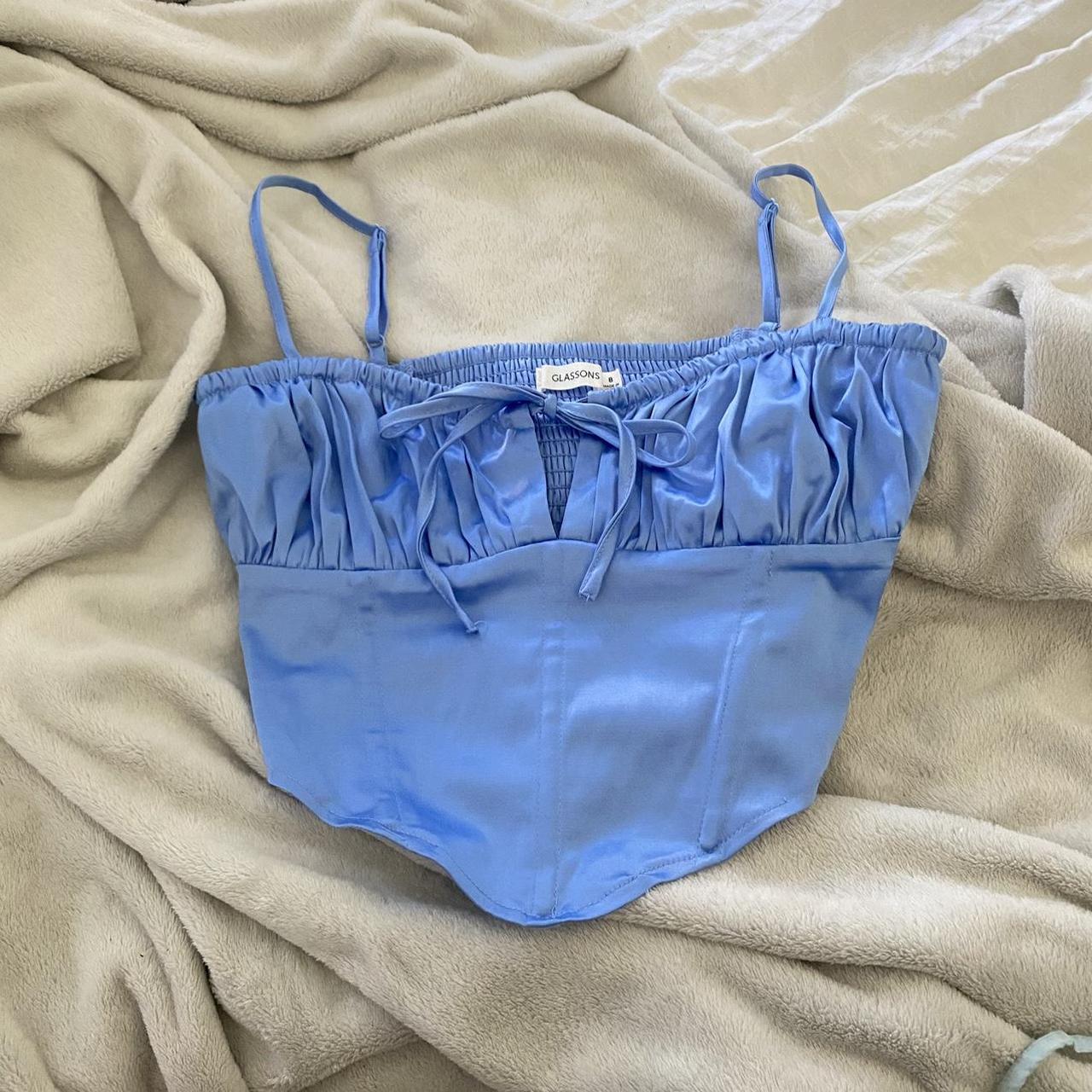 Glassons blue top Size: 8 AU average condition with... - Depop