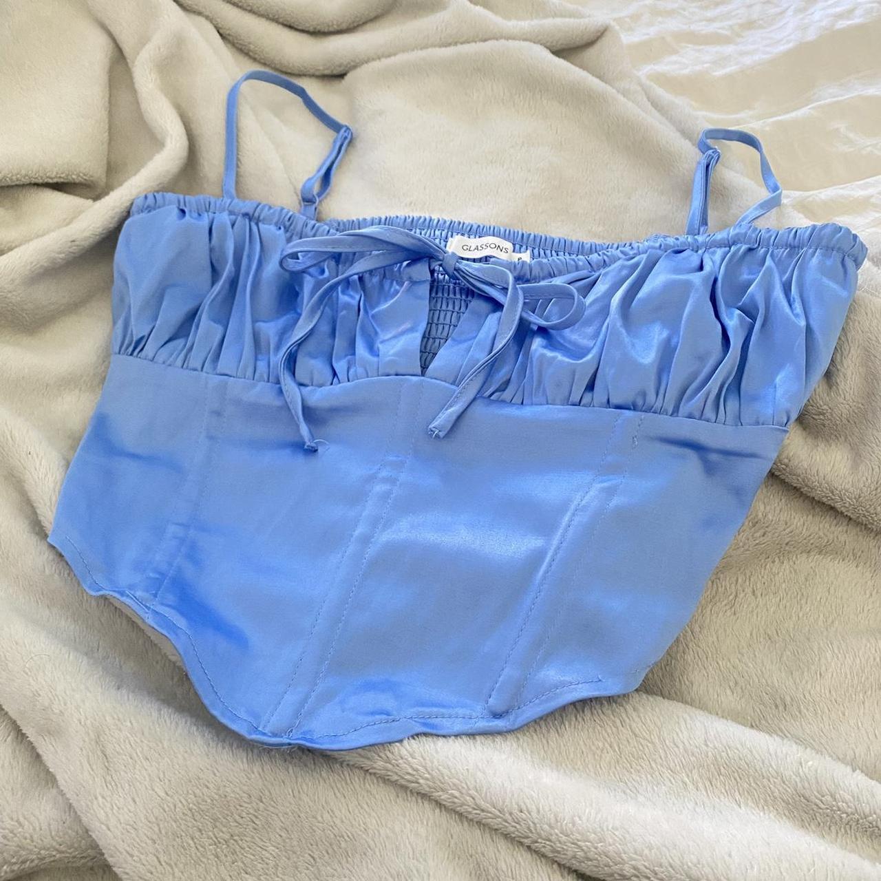 Glassons blue top Size: 8 AU average condition with... - Depop