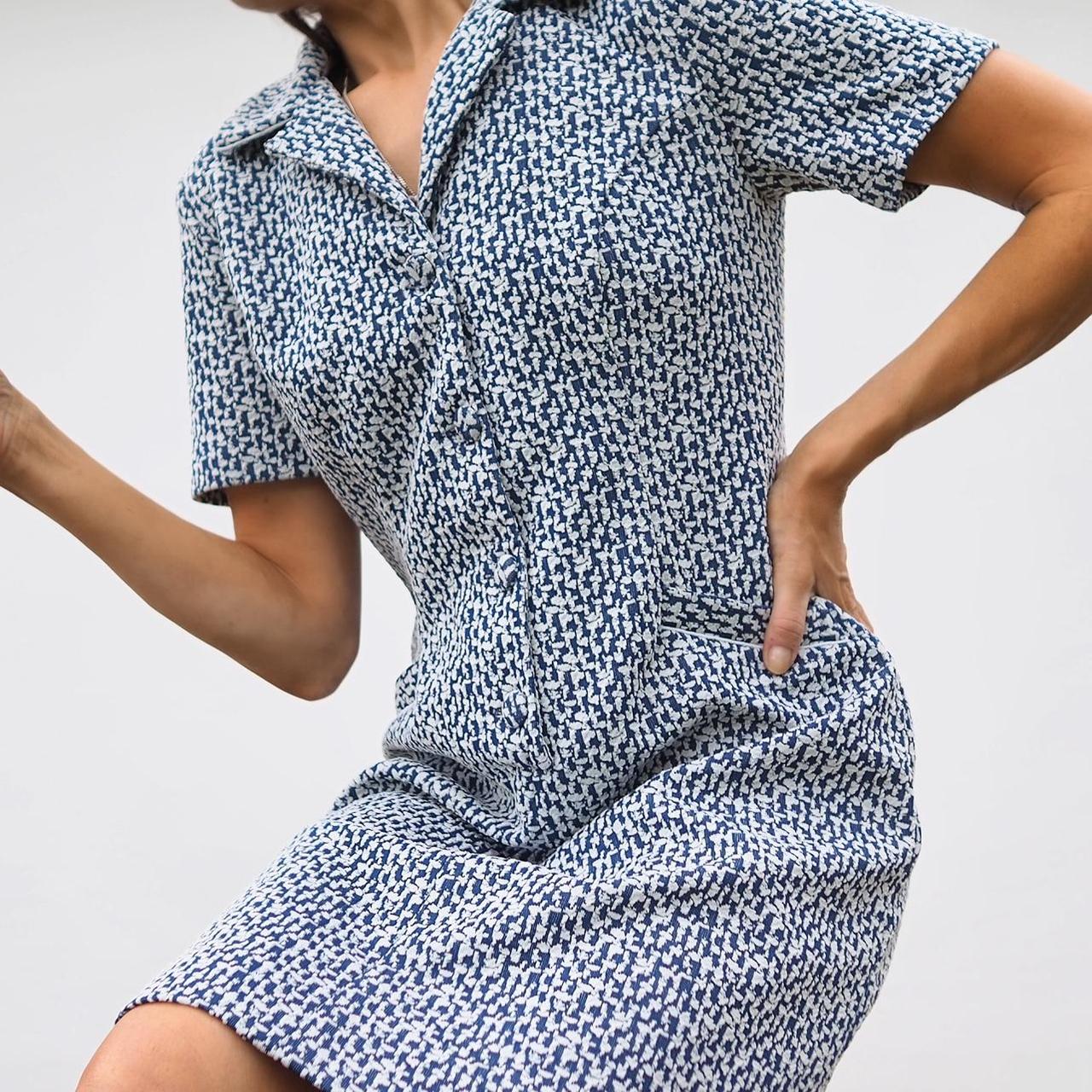 VINTAGE 60’s - 70’s NAVY AND WHITE TEXTURED NAUTICAL... - Depop