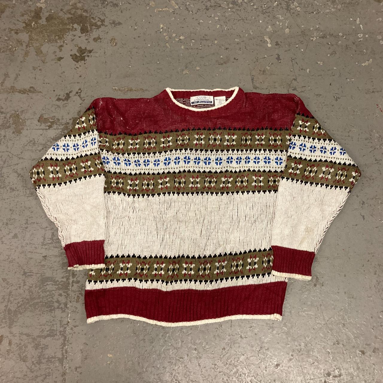 Vintage abstract knitted jumper Funky Cottagecore... - Depop