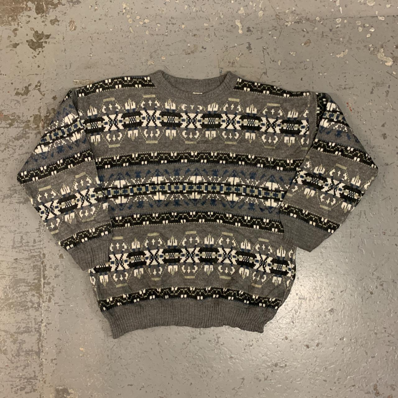 Vintage abstract knitted jumper Funky Cottagecore... - Depop