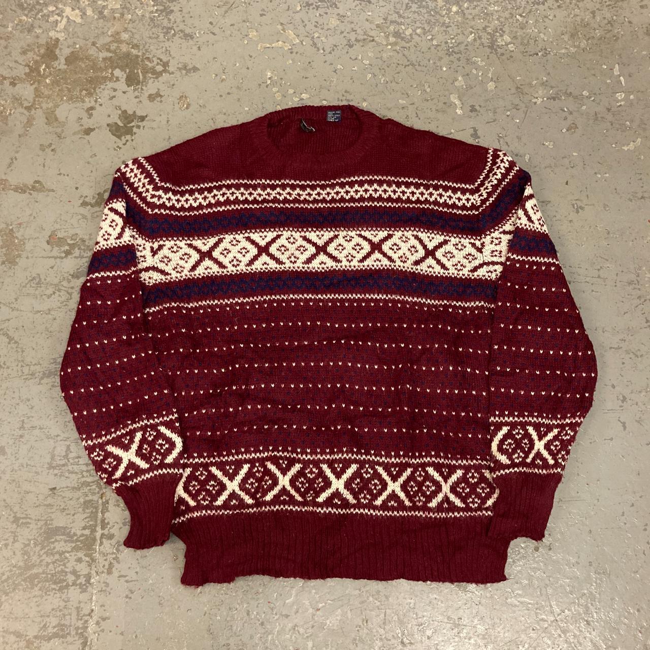 Vintage abstract knitted jumper Funky Cottagecore... - Depop