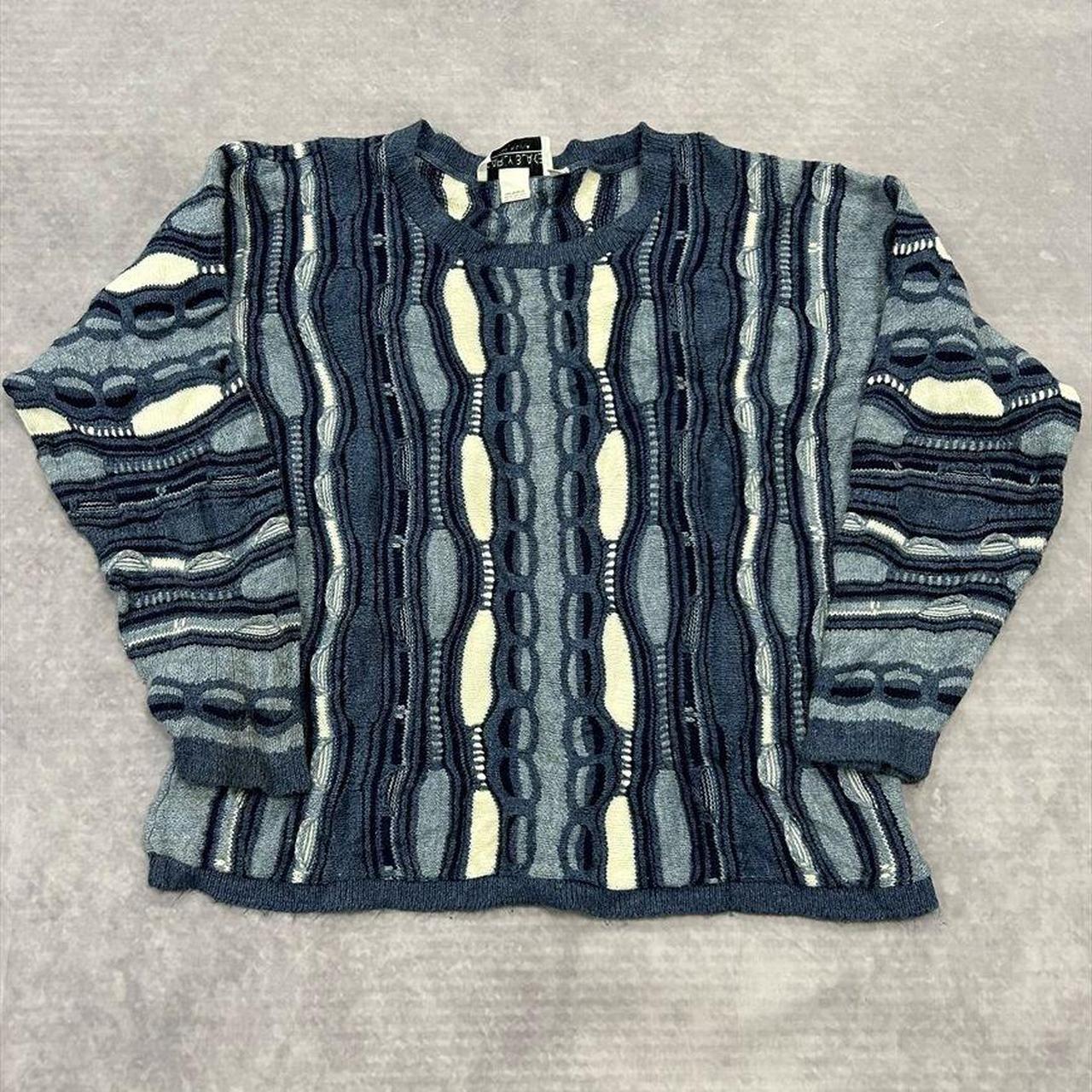 Vintage Knitted Jumper Abstract 3D Patterned Knit... - Depop