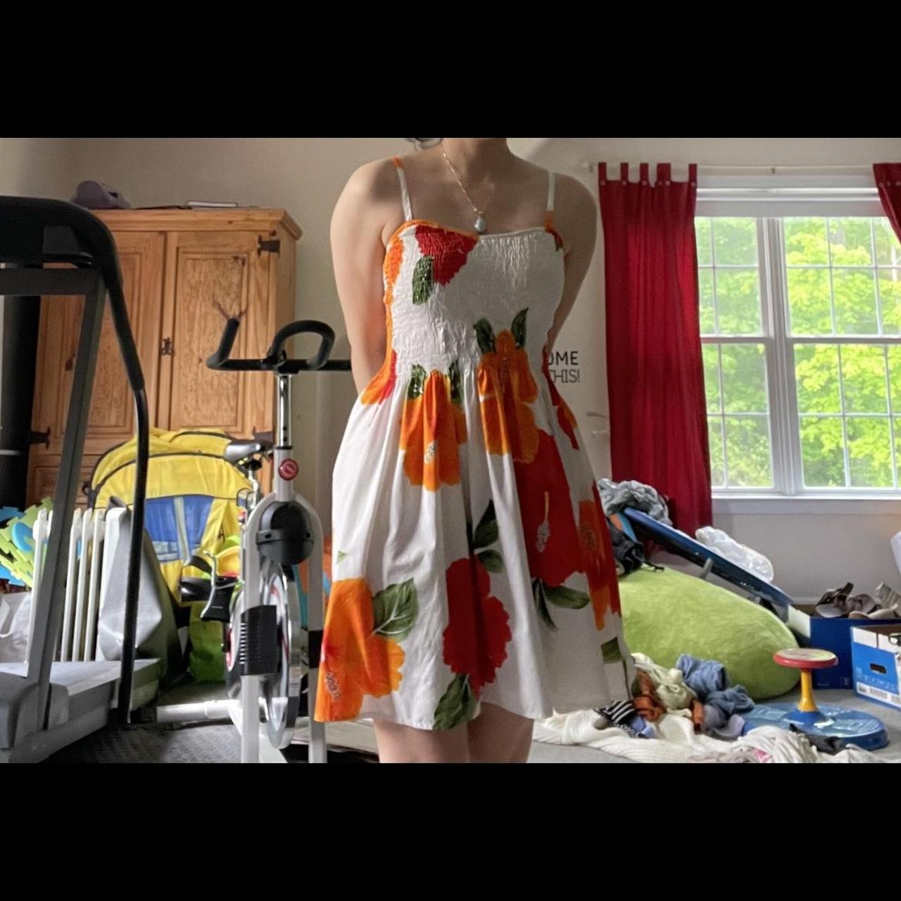 Super cute sundress for summer with red and orange... - Depop