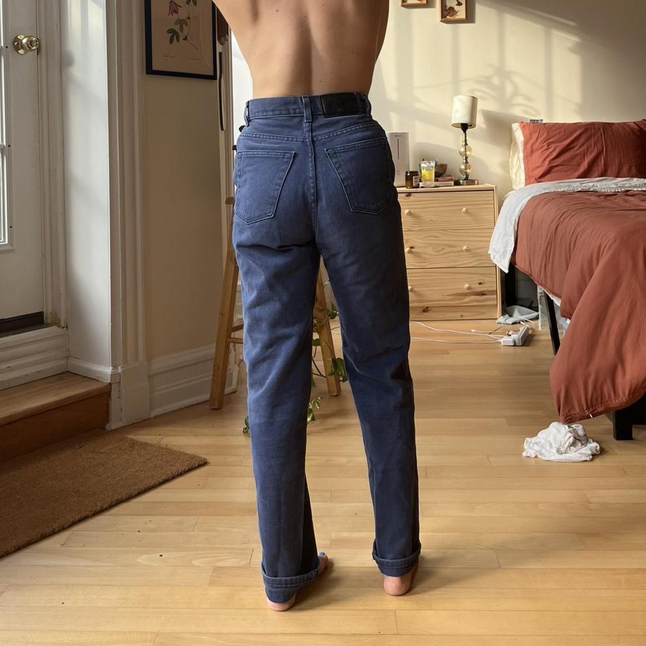 Vintage high-waisted blue jeans. True blue color.... - Depop