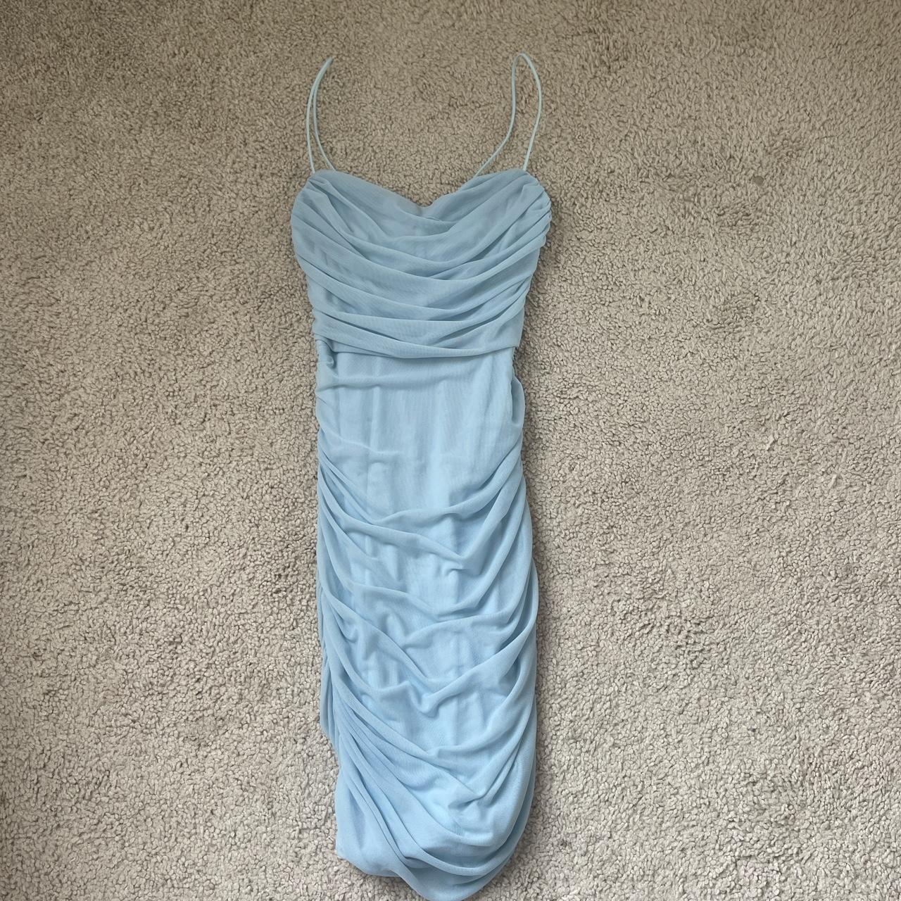 Princess Polly Light Blue Ruched Dress Size... - Depop