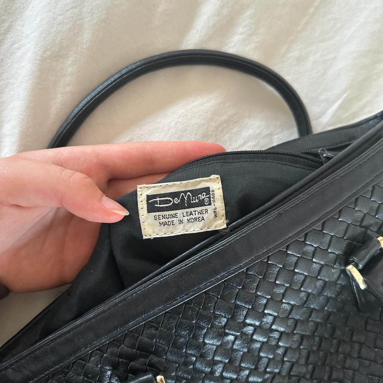 demure black woven leather purse made in... - Depop